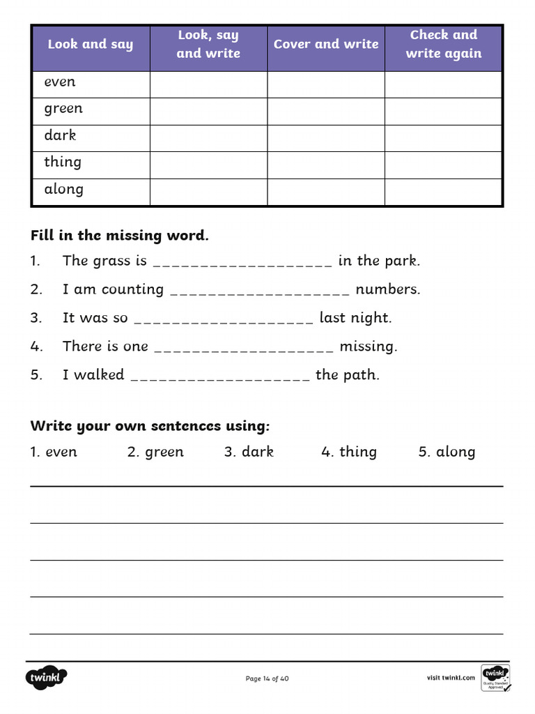 high frequency words 5 | PDF