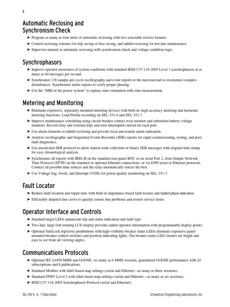 SEL-351-2 | PDF | Electronics | Electrical Engineering