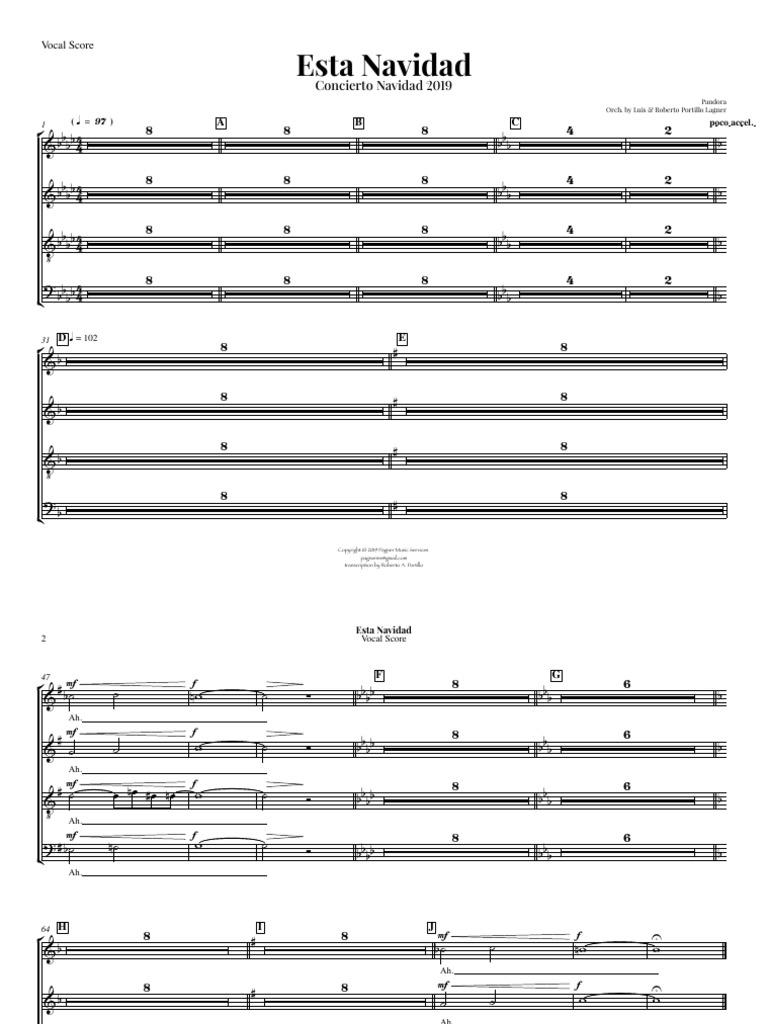 Vocal Score for "Esta Navidad" | PDF