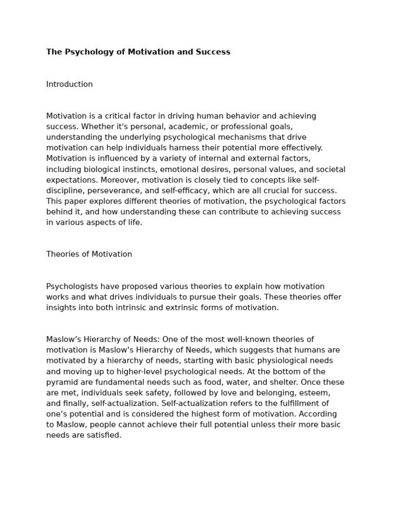 The Psychology of Motivation and Success | PDF | Motivation | Motivational