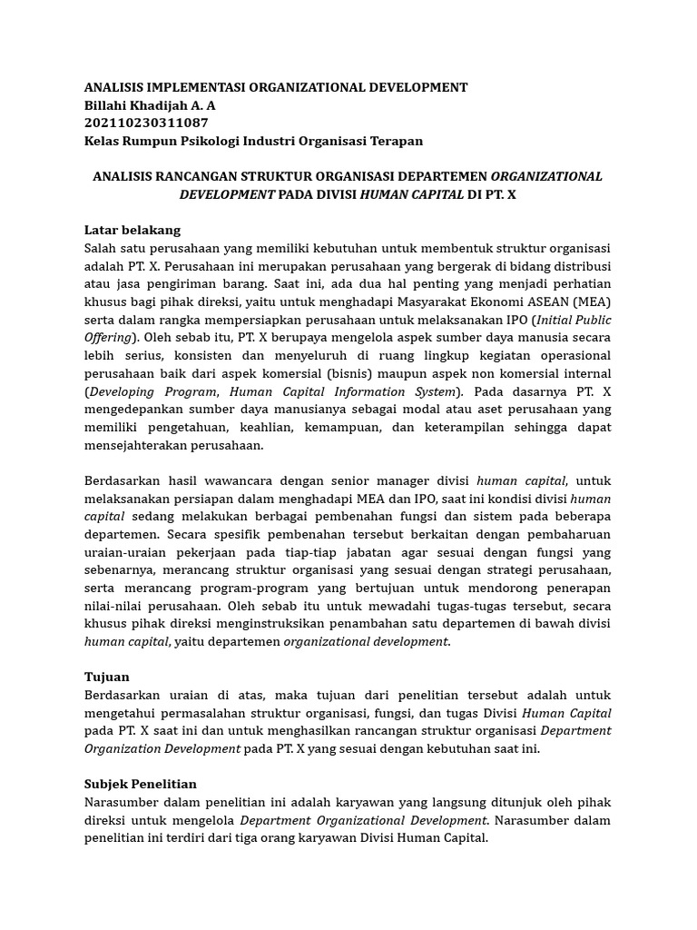 Analisis Organizational Development | PDF