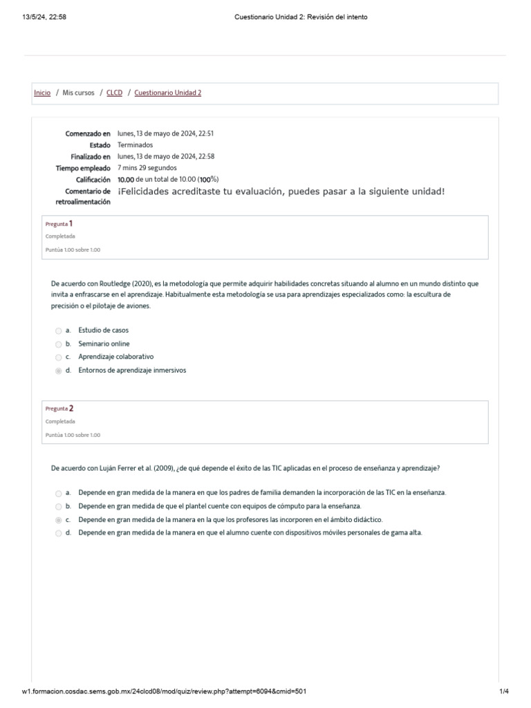 Cuest. Unidad 2 Habilidades Digitales | PDF | Enseñando | Aprendizaje