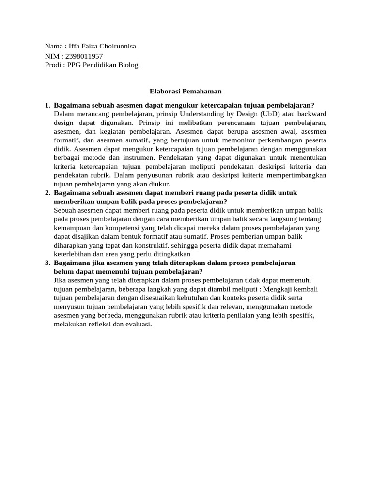 Topik 3 - Elaborasi Pemahaman - Iffa Faiza CH | PDF | Karier & Perkembangan | Pengembangan Diri