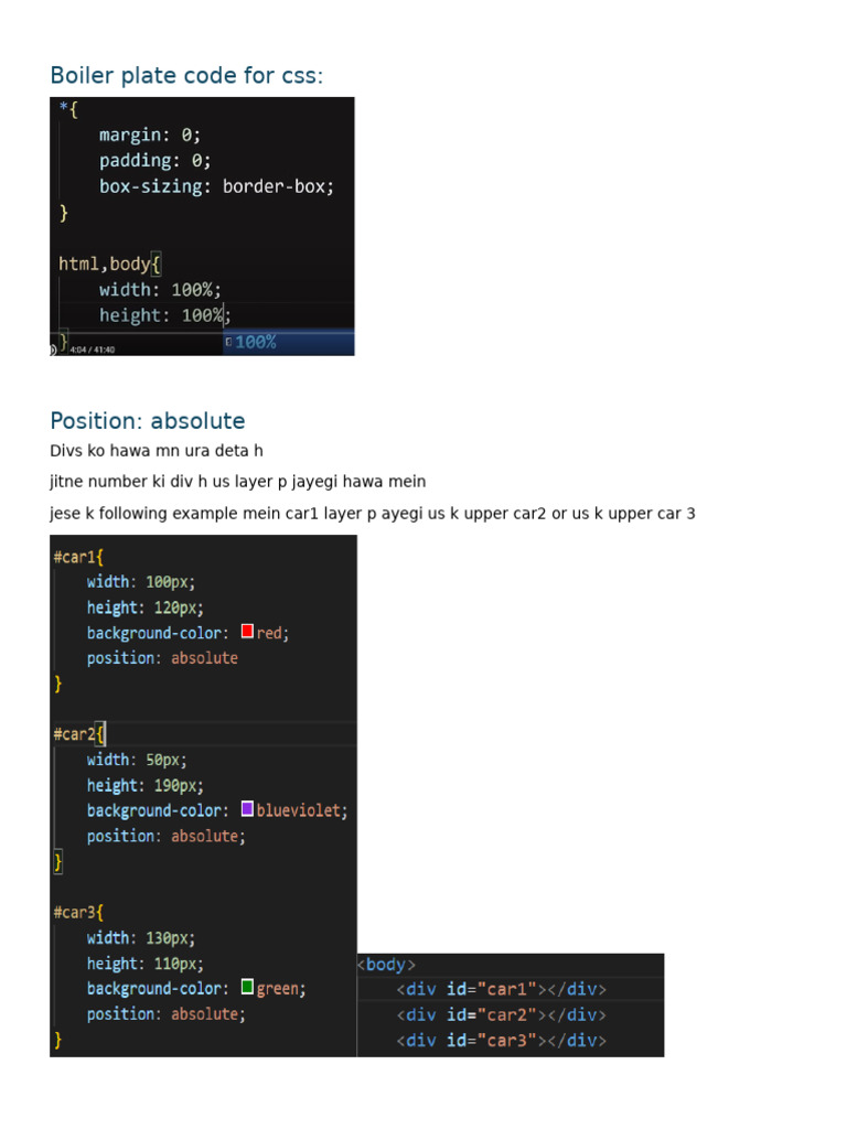 Boiler Plate Code For Css | PDF