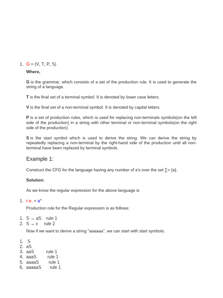 CFG | PDF | String (Computer Science) | Formalism (Deductive)