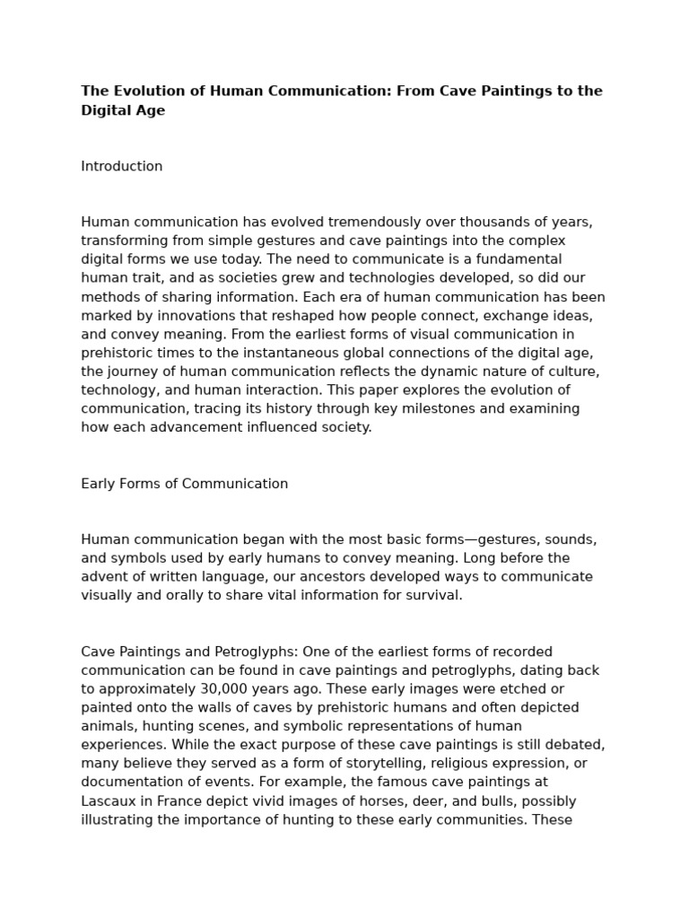 The Evolution of Human Communication - From Cave Paintings To The ...