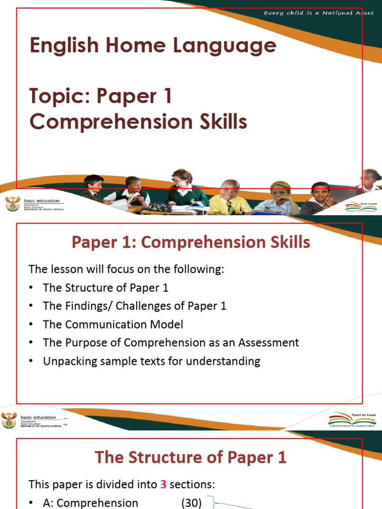 EDUVOS MATRIC - Comprehension SKILLS TO ANSWER Q 1 | PDF | Reading ...