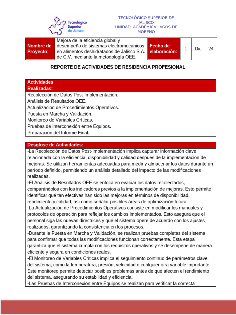 Reporte de Actividades de Residencia Profesional 3 | PDF | Informática
