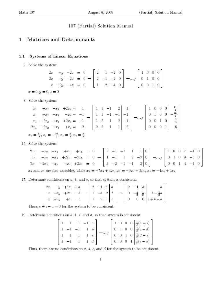 Math 107 Solutions | PDF | Basis (Linear Algebra) | Determinant