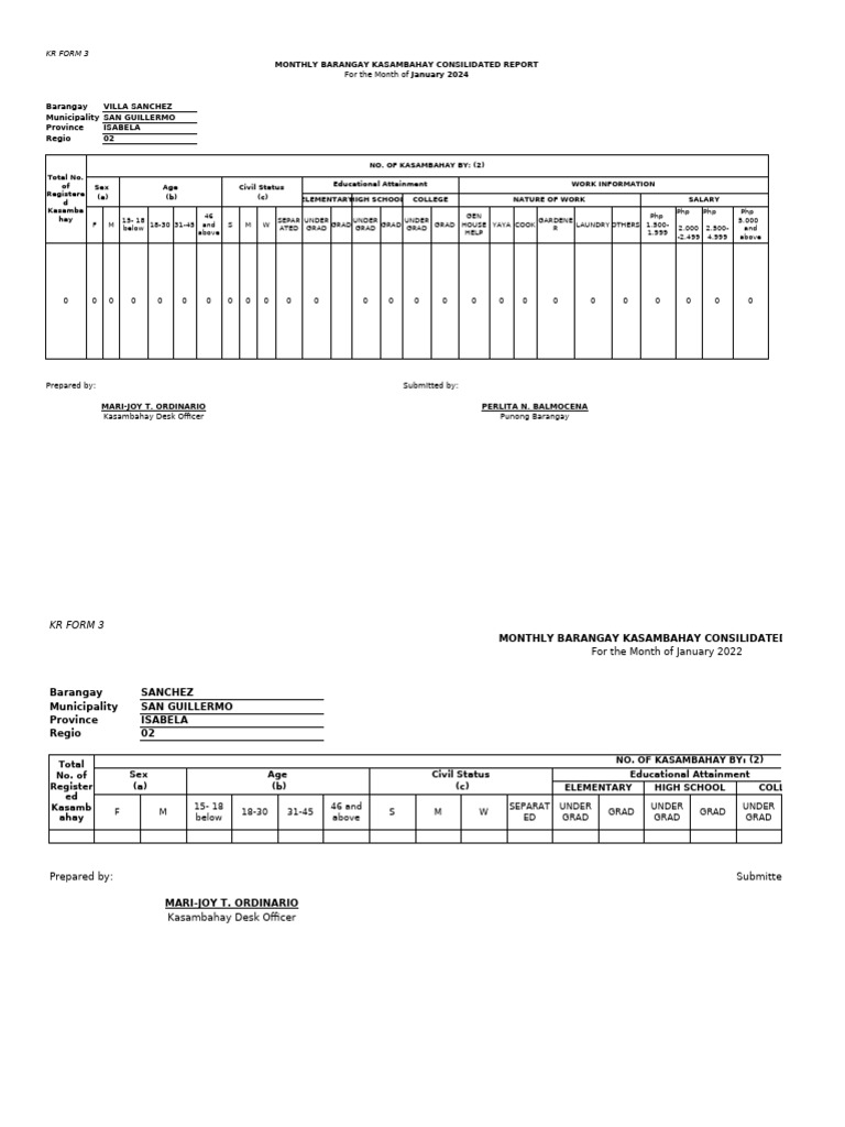 Kasambahay Report Form 3 | PDF