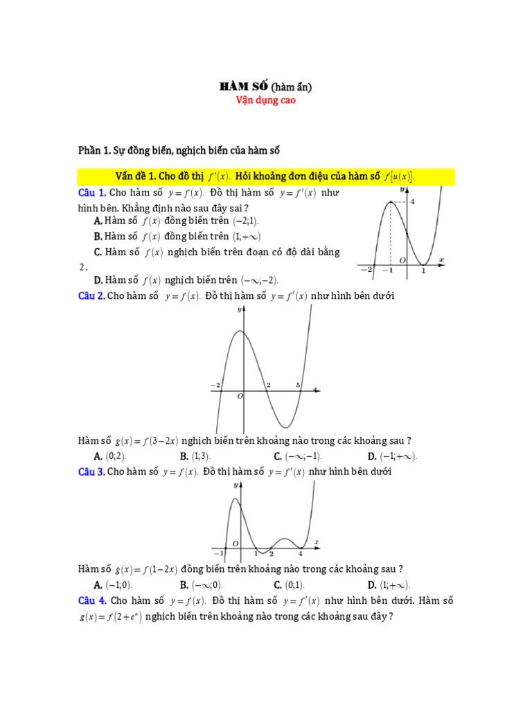 Bai Tap Do Thi Dao Ham | PDF