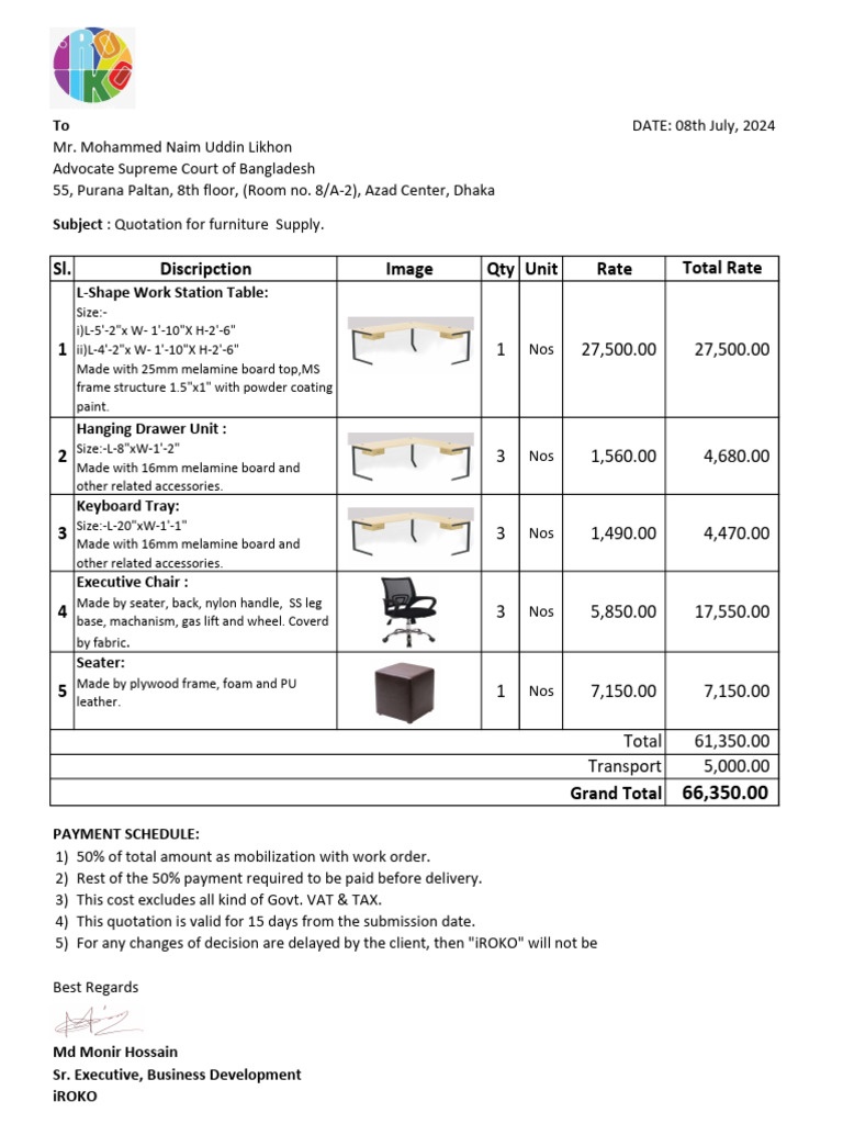 Quotation For Furniture | PDF