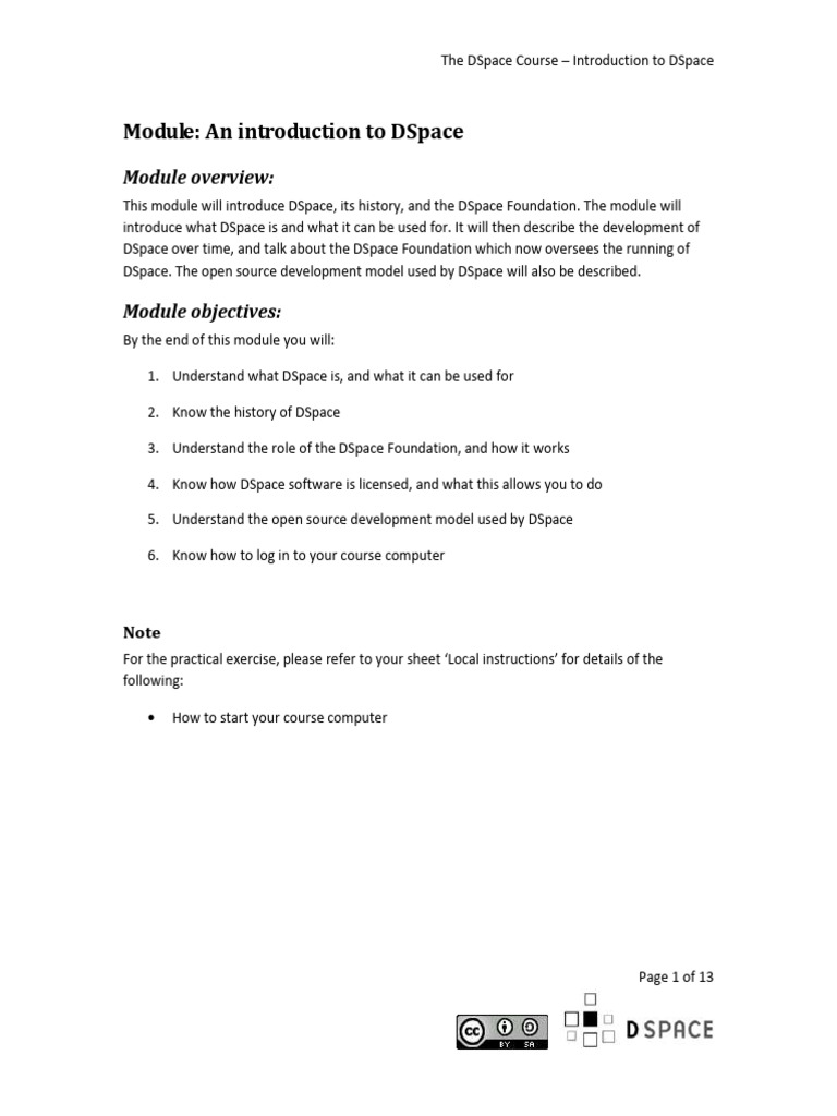 The DSpace Course Introduction To DSpace | PDF | Metadata | Open Source