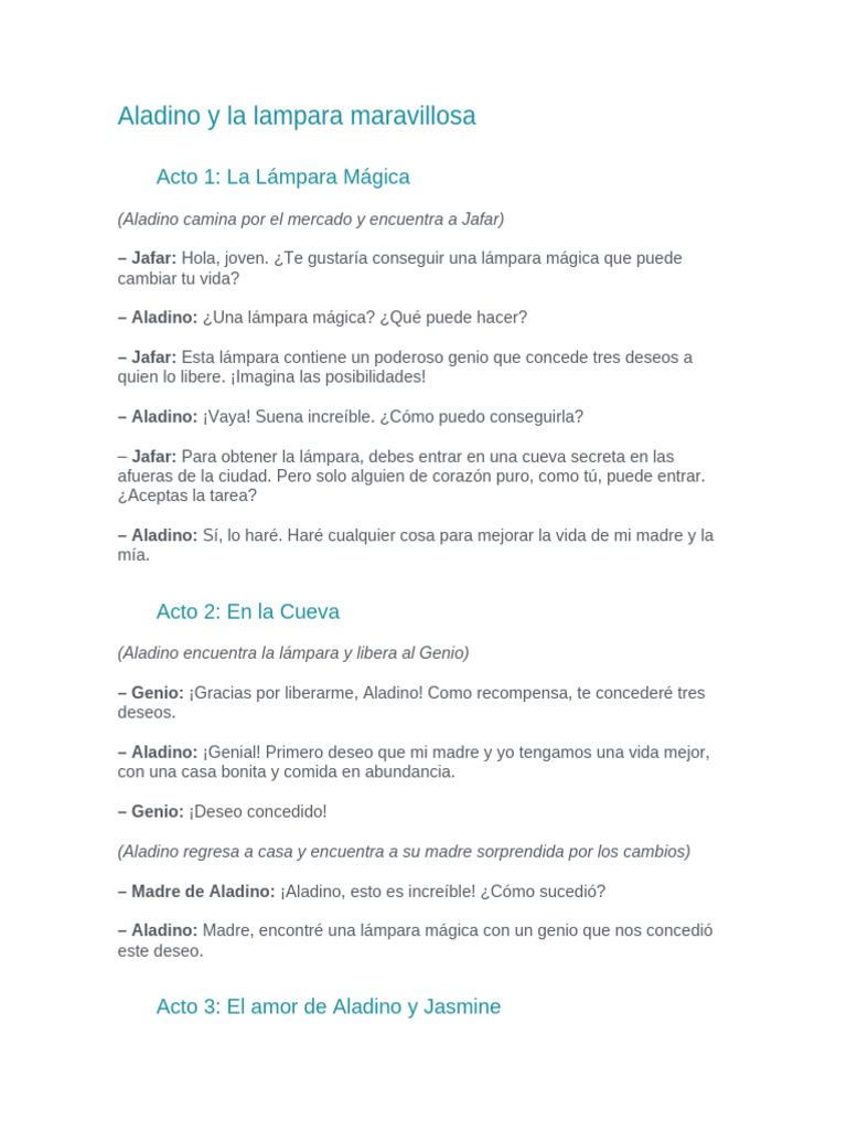 Aladino y la lampara maravillosa | PDF | Genios