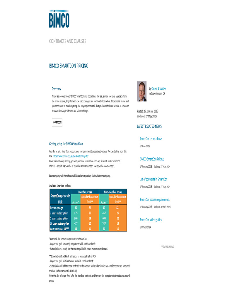 BIMCO SmartCon Pricing | PDF
