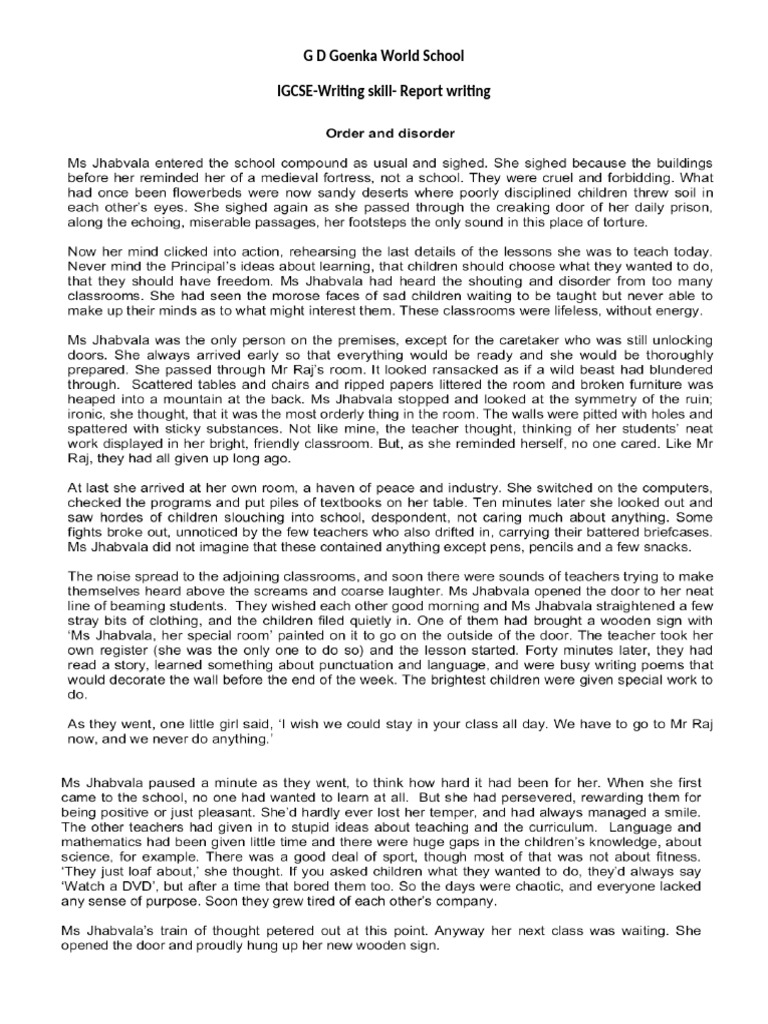 Igcse Report Writing Pdf