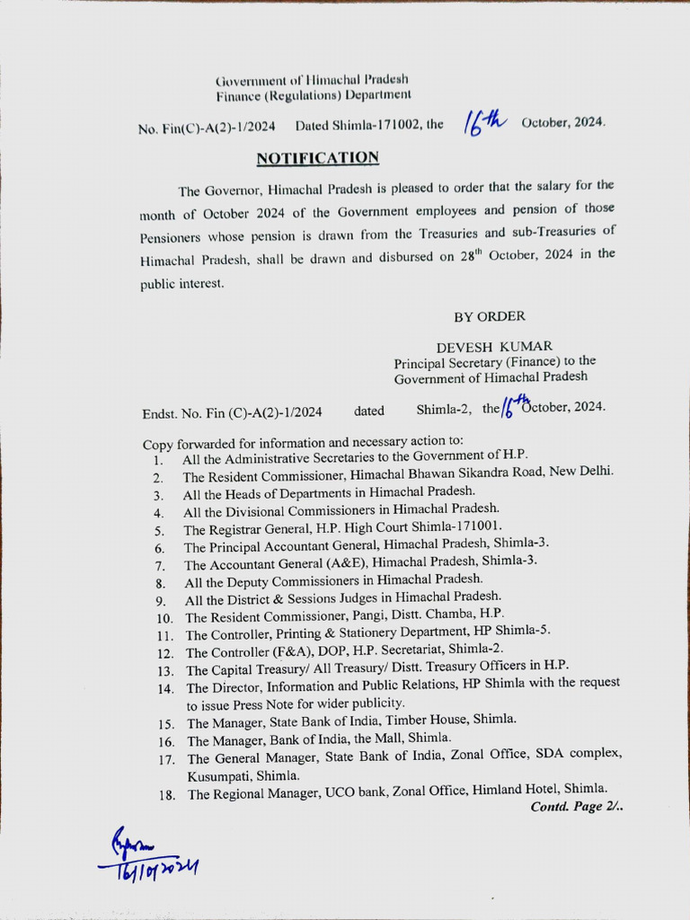 Salary Disbursement 28th Oct 2024 | PDF | Government Of India | Government