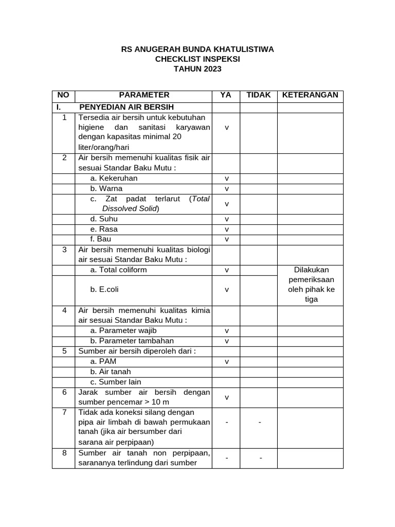 Checklist Inspeksi | PDF | Griya & Taman