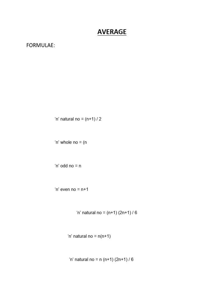 AVERAGE | PDF | Mathematics | Arithmetic AVERAGE | PDF | Mathematics | Arithmetic