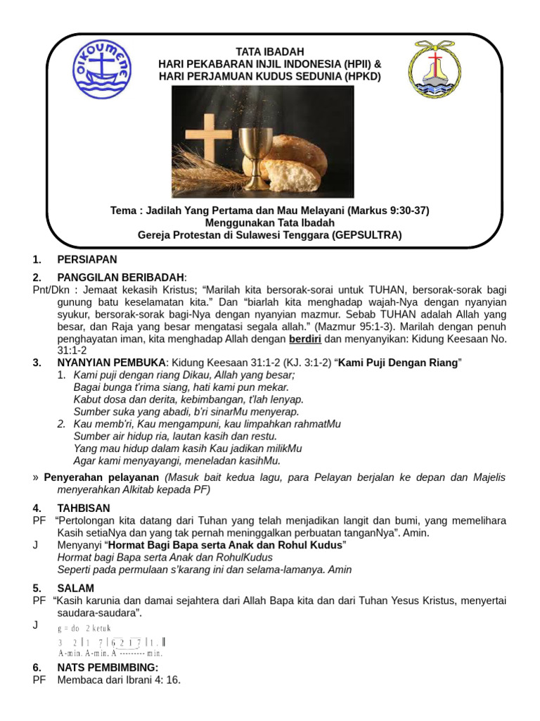 Tata Ibadah Perjamuan Kudus 2025 | PDF