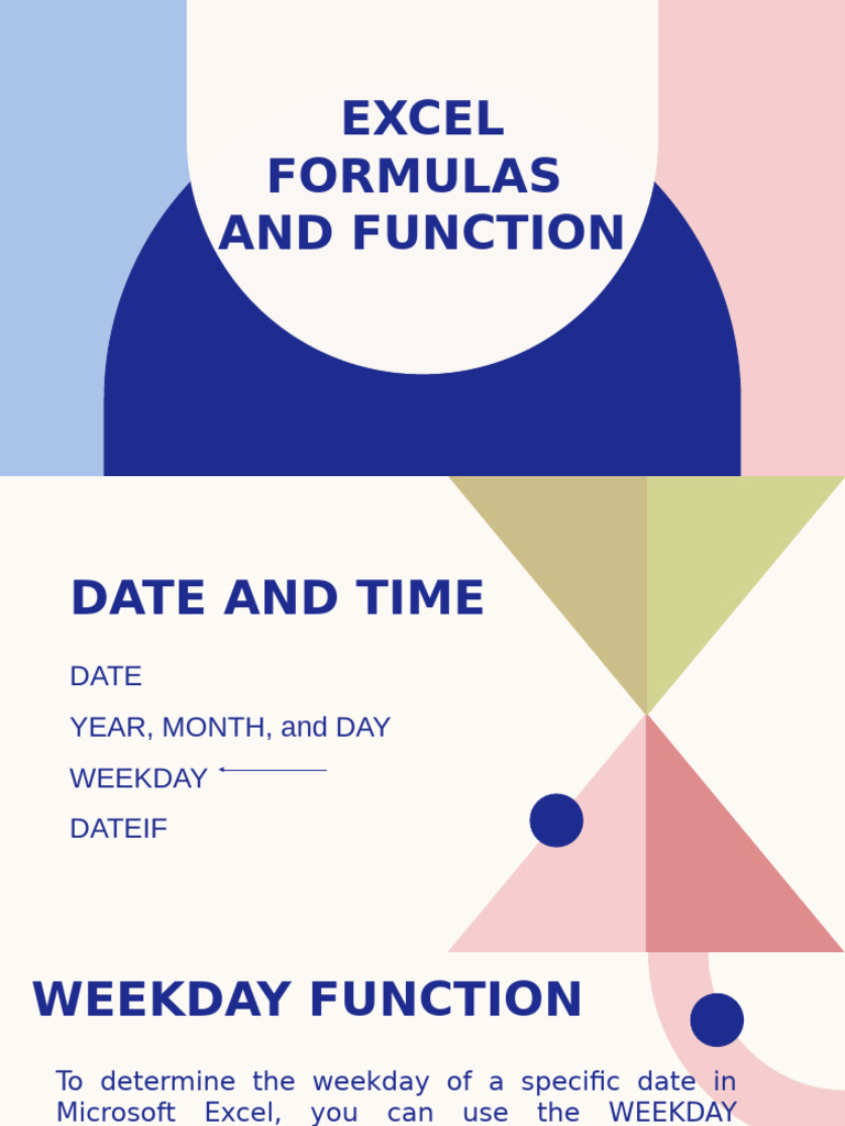 Excel WEEKDAY Function Explained | PDF | Workweek And Weekend | Microsoft Excel