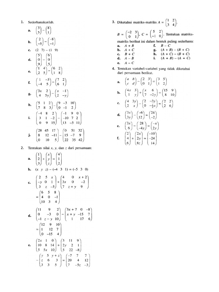 Penjumlahan Matriks | PDF