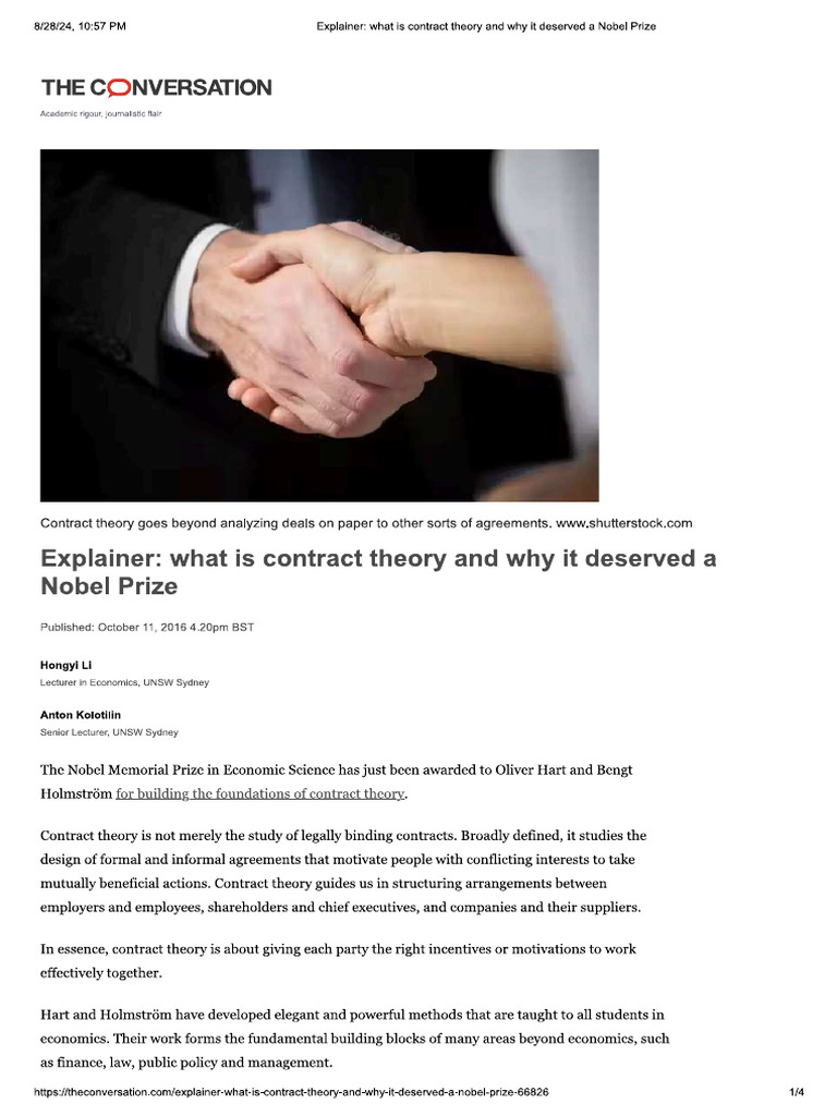 What Is Contract Theory | PDF