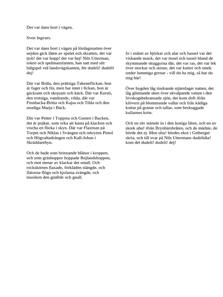 3.det Var Dans Bort I Vägen | PDF