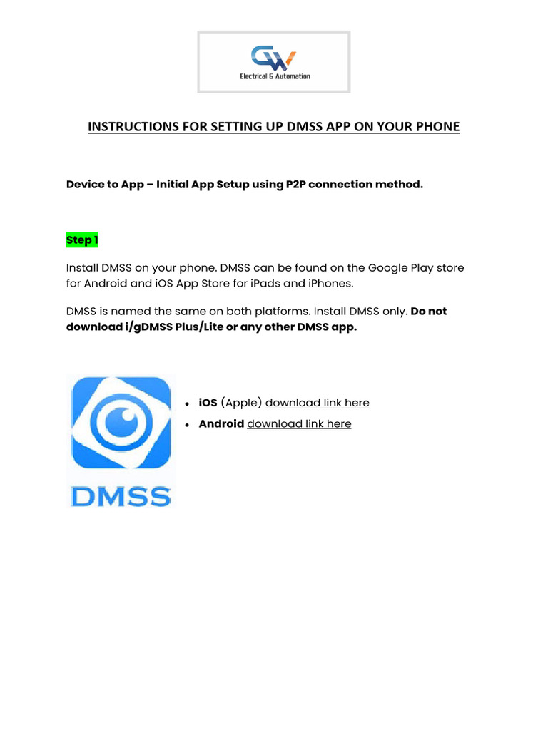 Instructions For Setting Up DMSS App On Your Phone | PDF