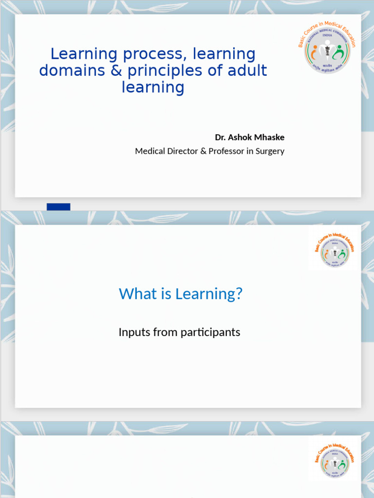 ANM - BCME - 2 - Learning Process, Domains, Principles of Adult ...