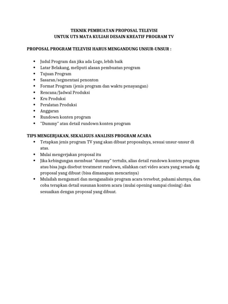 Teknik Pembuatan Proposal Televisi | PDF