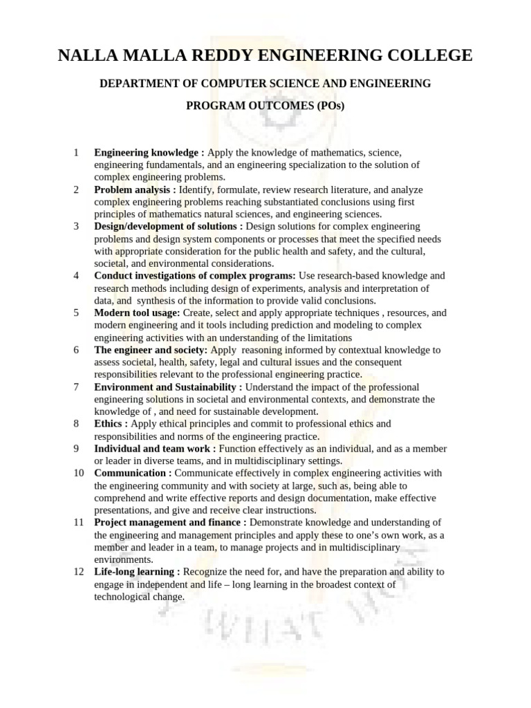 1. ECSE Program Outcomes | PDF | Engineering | Science