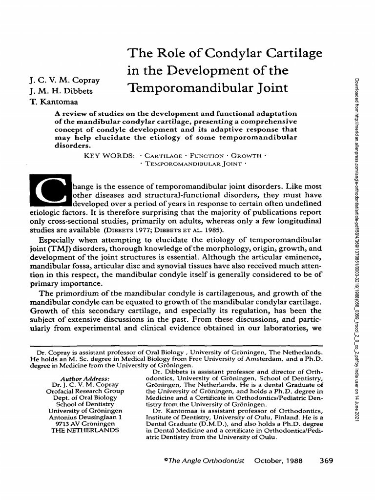 Condylar cartilage in tmj | PDF