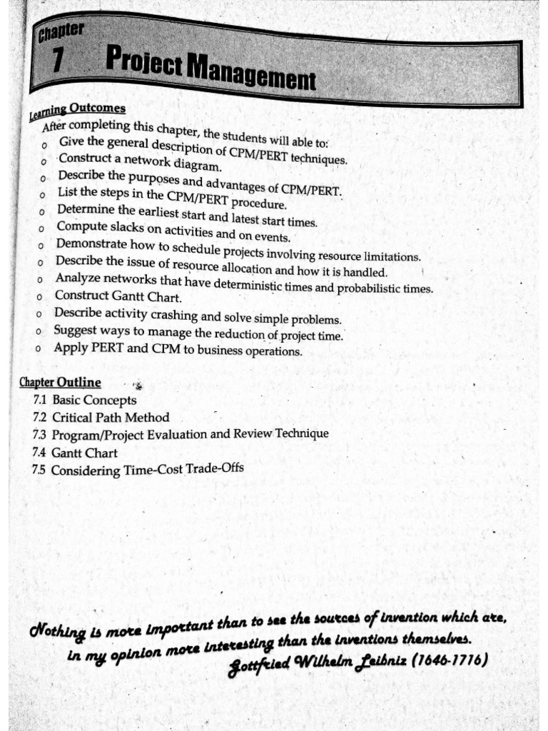 Chapter 07 PERT, CPM | PDF