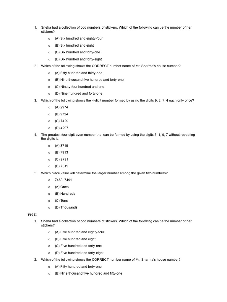 NUMBER SENSE SET 1 | PDF | Naming Conventions | Encodings