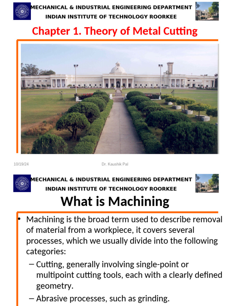 Lecture-1-Theory of Metal Cutting | PDF | Machining | Mechanical ...