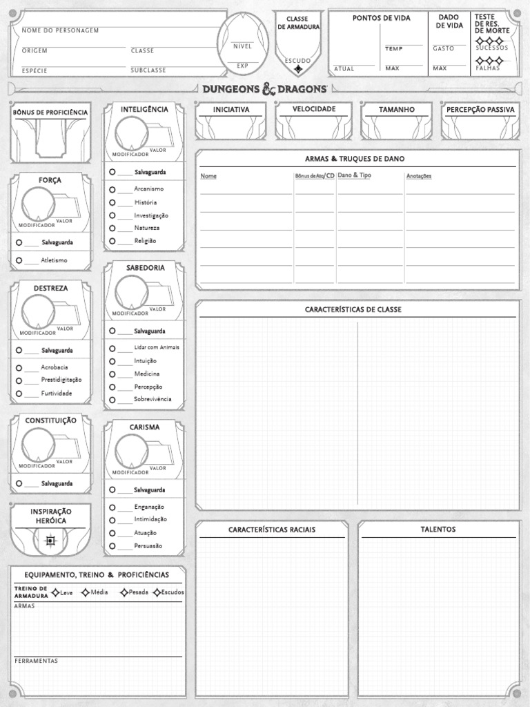 D&D 2024 - Ficha de Personagem - Editavel | PDF