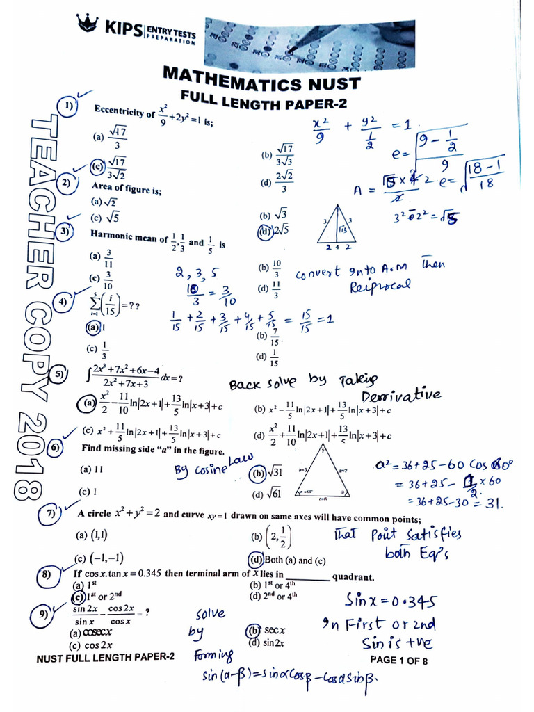 NUST FLP 2 (Maths) | PDF