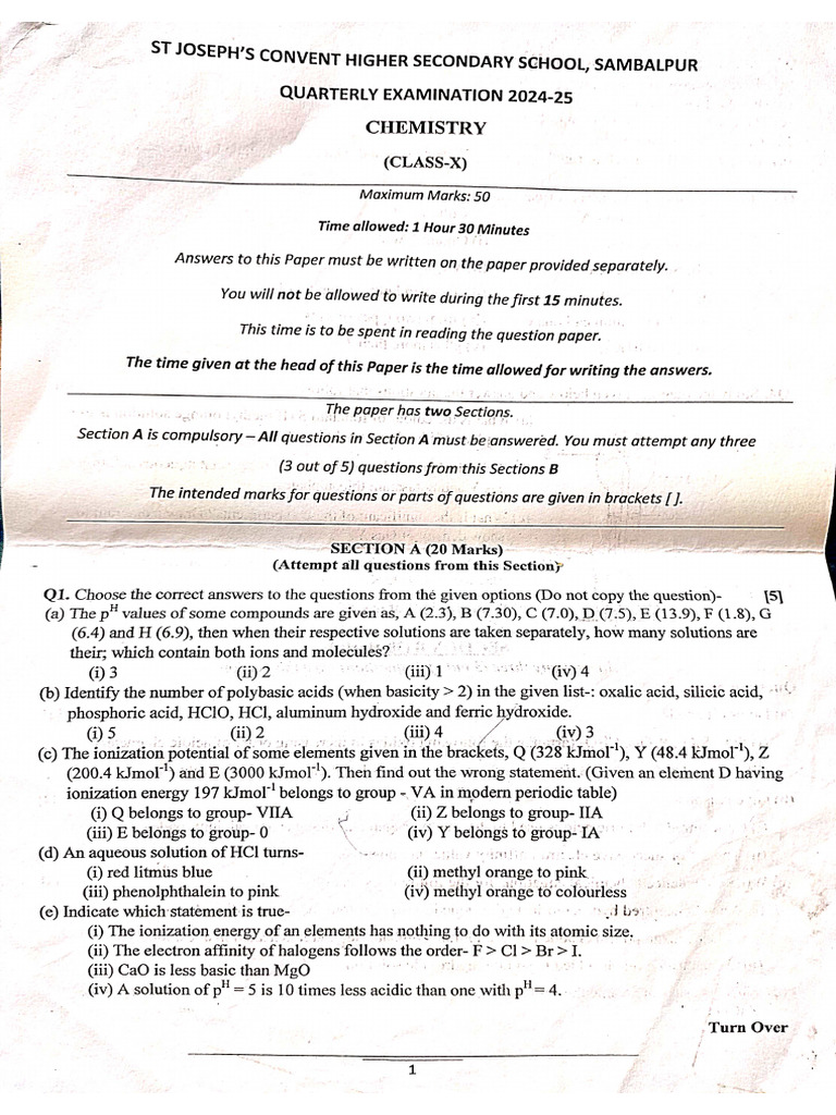 ICSE CLASS 10TH CHEMISTRY | PDF