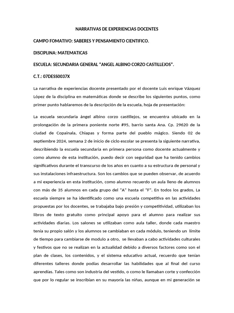 Narrativas De Experiencias Docentes Pdf Escuelas Maestros