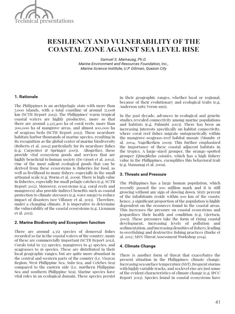 Coastal Resilience to Sea Level Rise | PDF | Coast | Coral Reef
