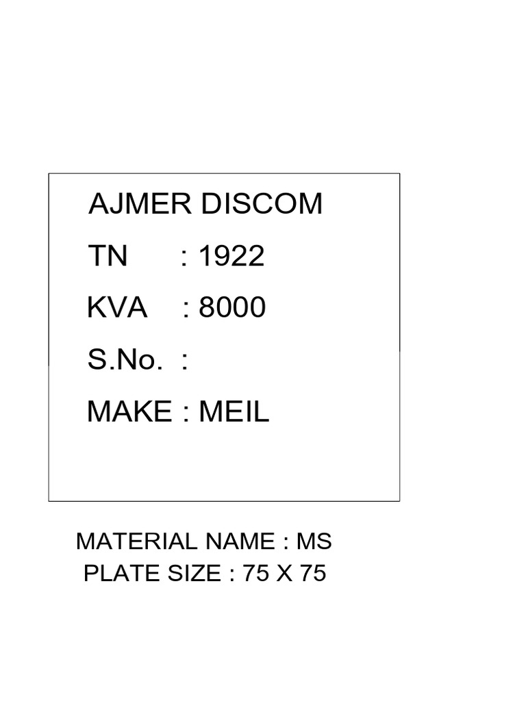 8 Mva Ms Name Plate Tn-1922 | PDF