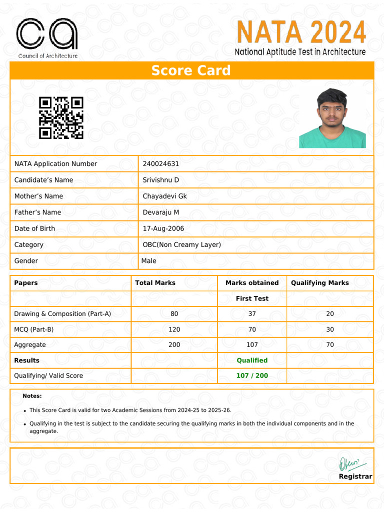 Nata Score Card | PDF