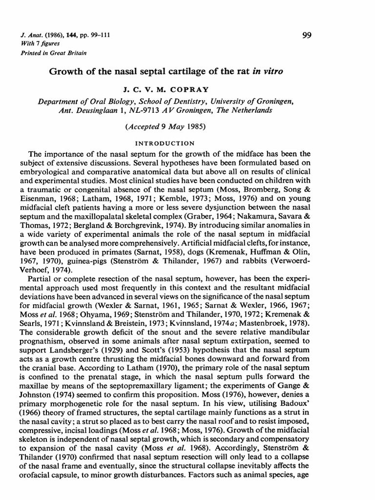 Nasal Septal Cartilage Growth Study | PDF