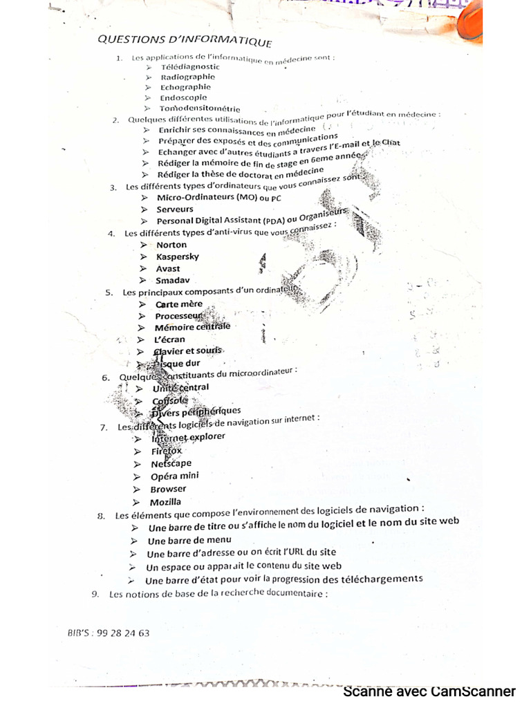 Informatique Questions | PDF