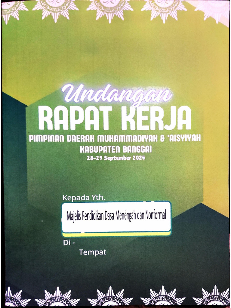 Undangan Rakerda PDM Kabupaten Banggai. | PDF