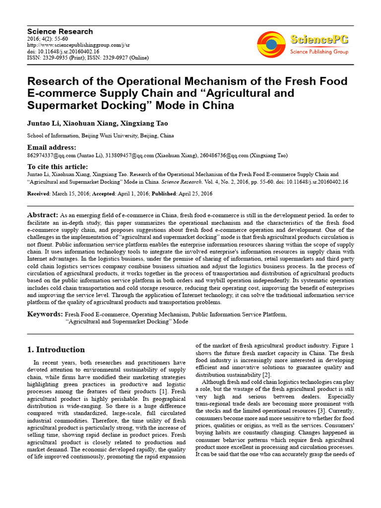 China's Fresh Food E-commerce Insights | PDF | Supply Chain | E Commerce