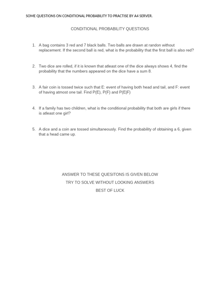 Conditional Probability | PDF | Teaching Methods & Materials