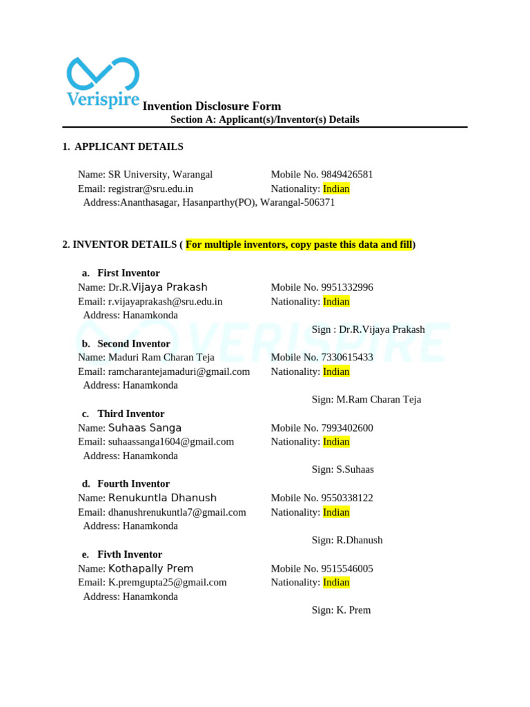 IDF Form Patent | PDF | Gesture | Usability