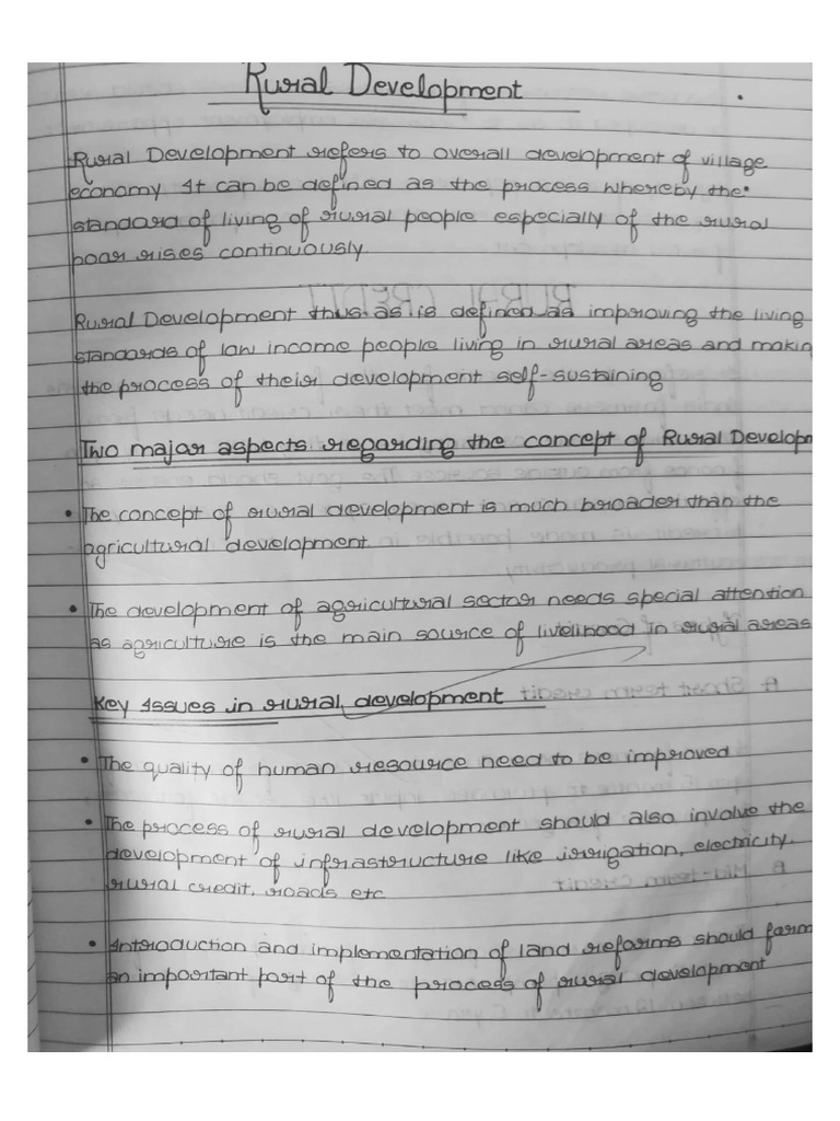 Notes part 1 Rural Development | PDF